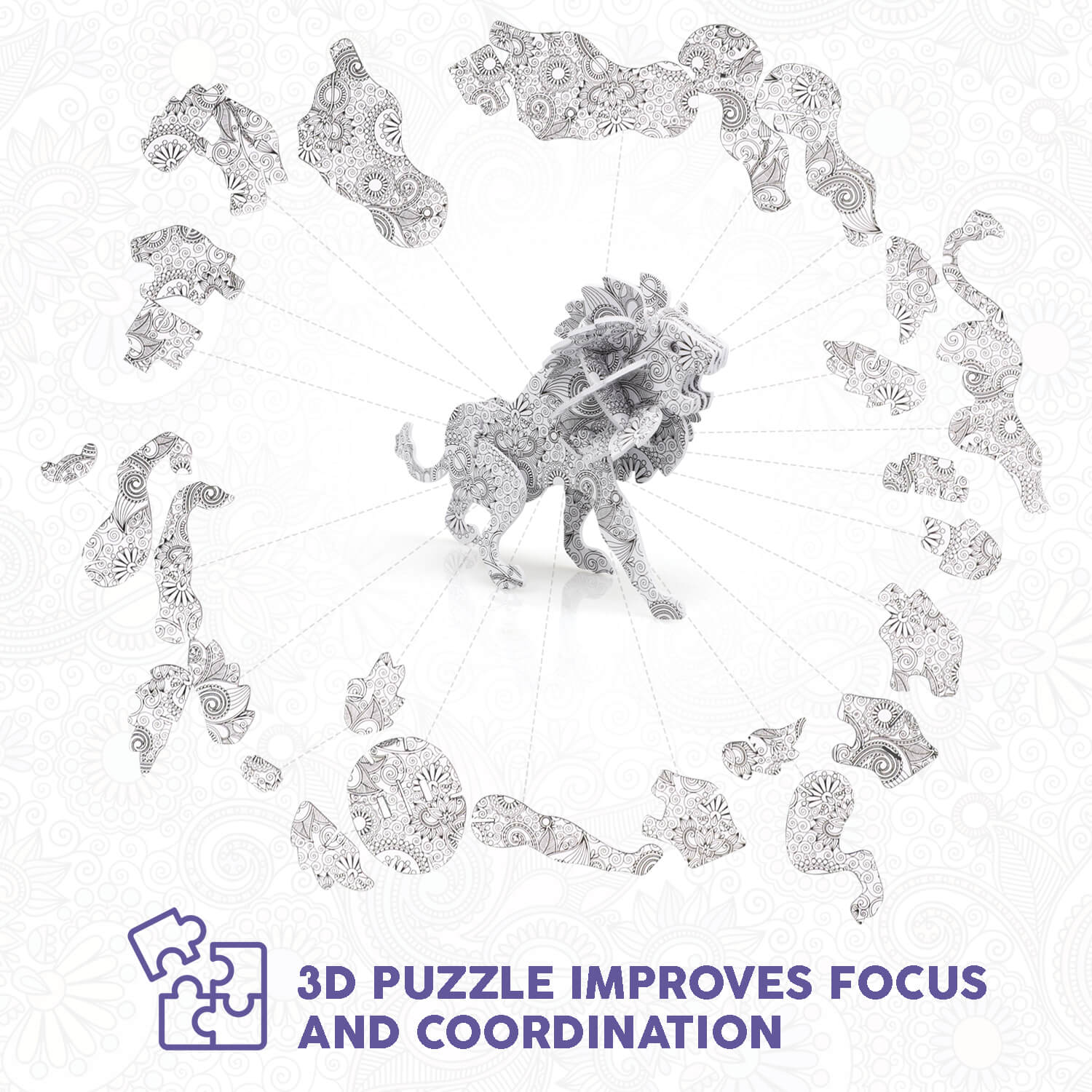 3D Coloring Puzzle Set - 6 Animals Puzzles