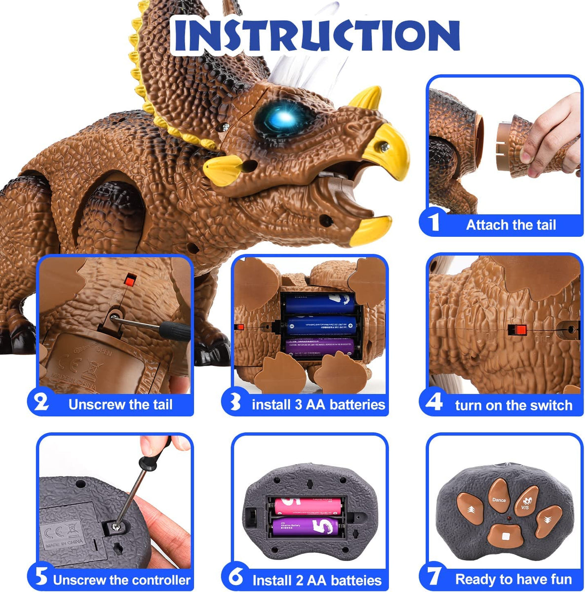 Remote Control Triceratops Dinosaur Toys